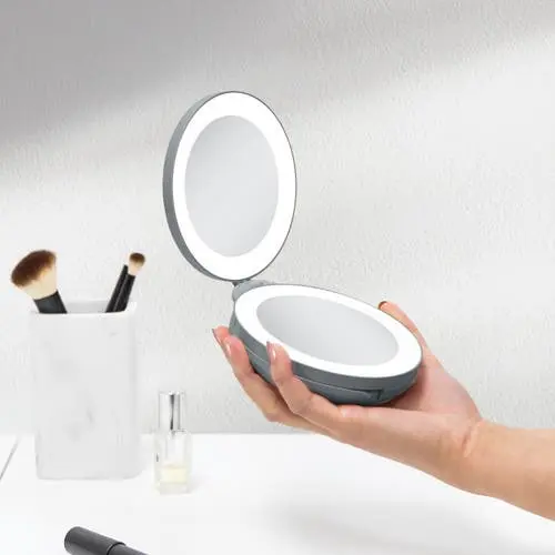ZADRO Lighted Travel Mirror With Magnification & Folding-to-compact - Black Shadow