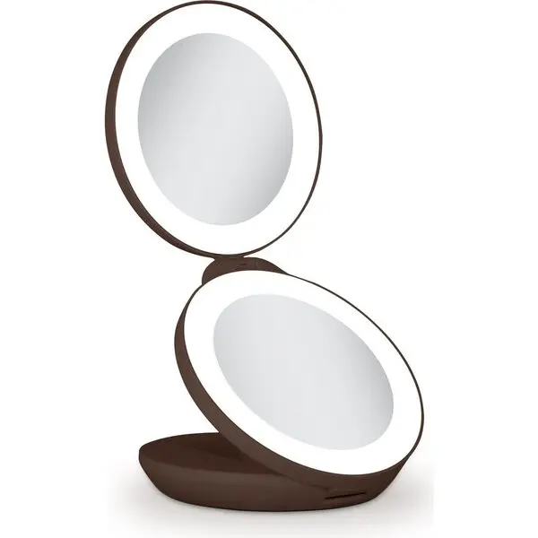 ZADRO Lighted Travel Mirror With Magnification & Folding-to-compact - Chocolate