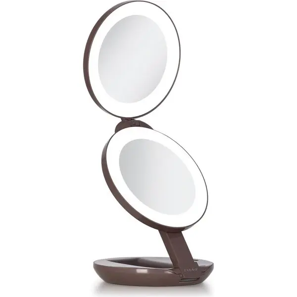 ZADRO Lighted Travel Mirror With Magnification & Folding-to-compact - Chocolate