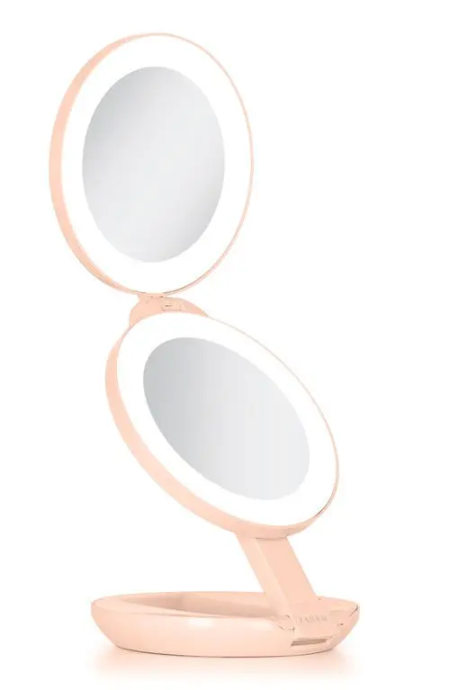 ZADRO Lighted Travel Mirror With Magnification & Folding-to-compact - Peach