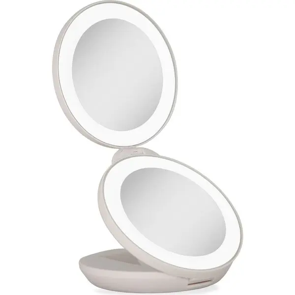 ZADRO Lighted Travel Mirror With Magnification & Folding-to-compact - Taupe