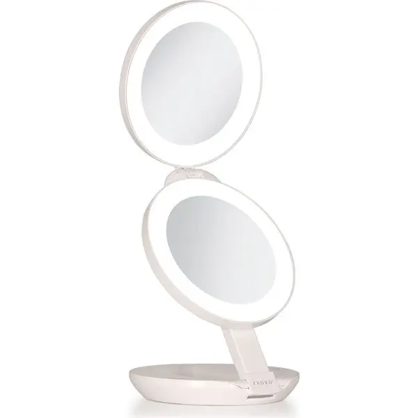 ZADRO Lighted Travel Mirror With Magnification & Folding-to-compact - Taupe
