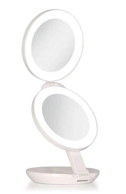 ZADRO Lighted Travel Mirror With Magnification & Folding-to-compact - Taupe