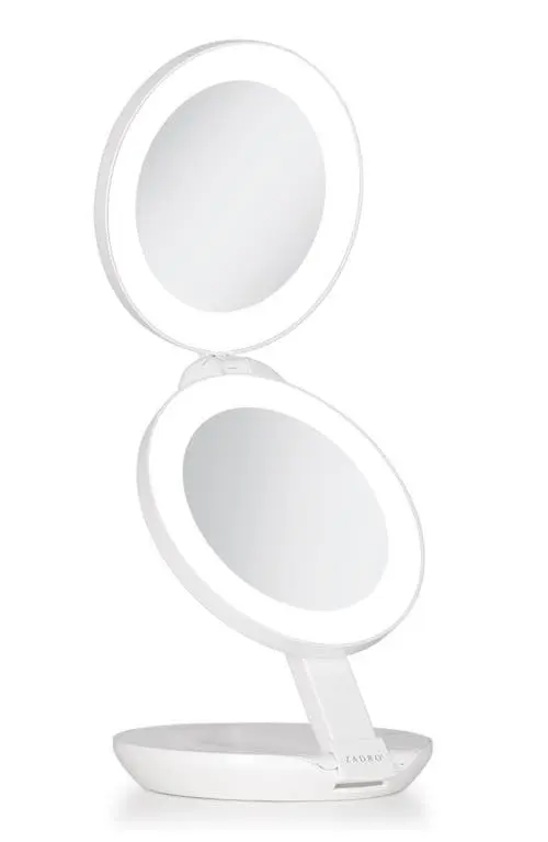 ZADRO Lighted Travel Mirror With Magnification & Folding-to-compact - White