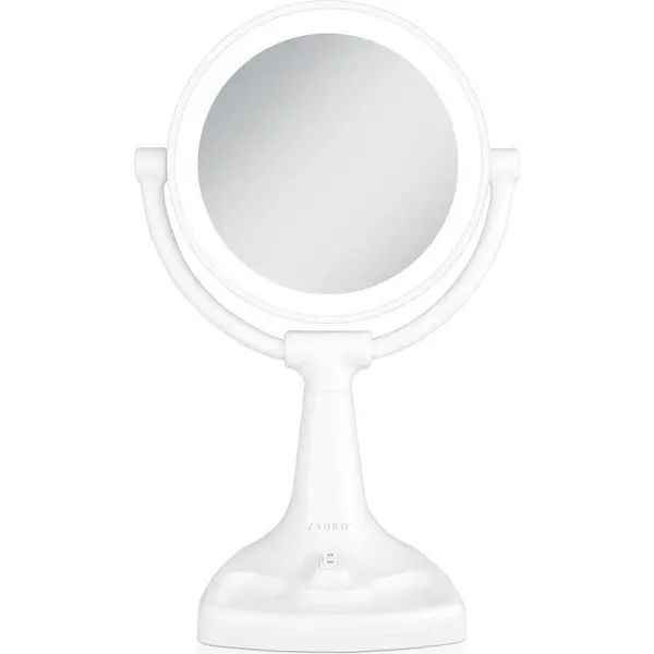 ZADRO Max Bright Lighted Makeup Mirror With 10x/1x Magnification & Storage Tray - White