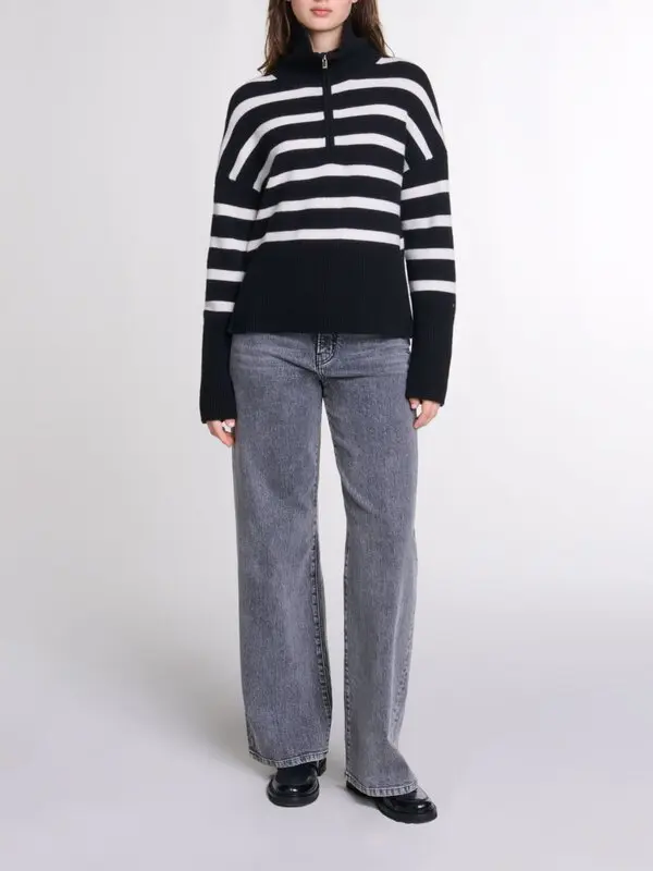 Maje Cashmere Striped High-neck Jumper