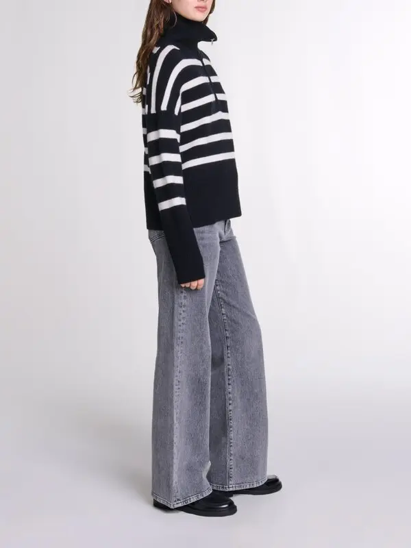 Maje Cashmere Striped High-neck Jumper