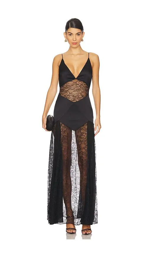 chinese dress ladies Baltic Born Womens Summerlin Lace Top Maxi Dress | Black