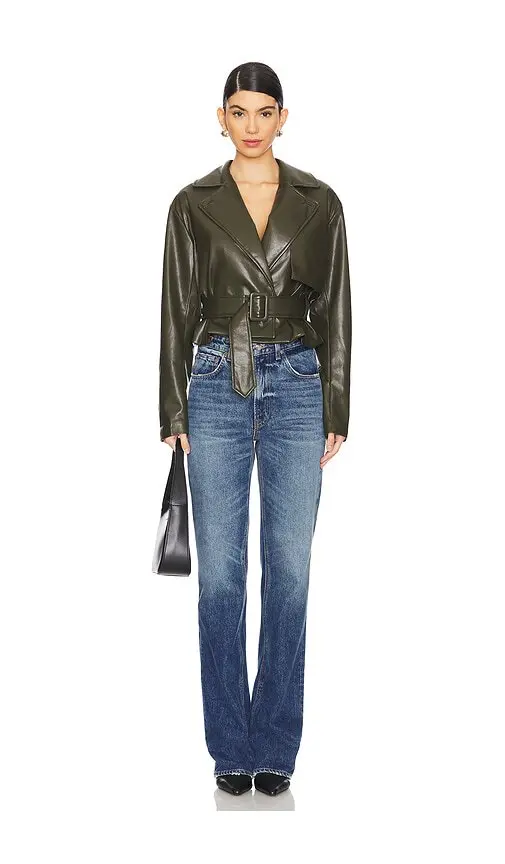 House Of Harlow 1960 Faux Leather Liv Jacket In Olive Green - 30% Off |  Editorialist