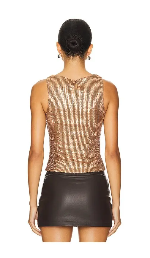 Superdown Sequin Embellished Mesh Top