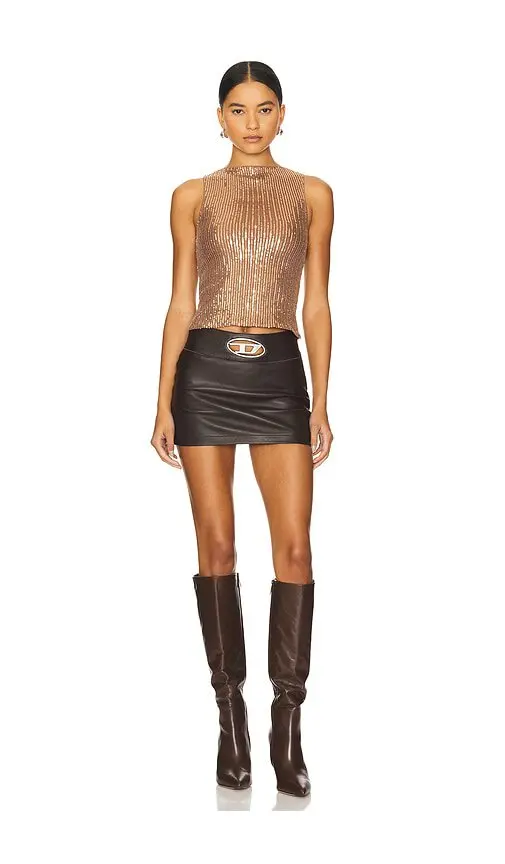 Superdown Sequin Embellished Mesh Top