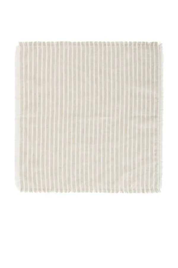 Jenni Kayne Frayed Linen Napkin In Neutral - Natural Stripe