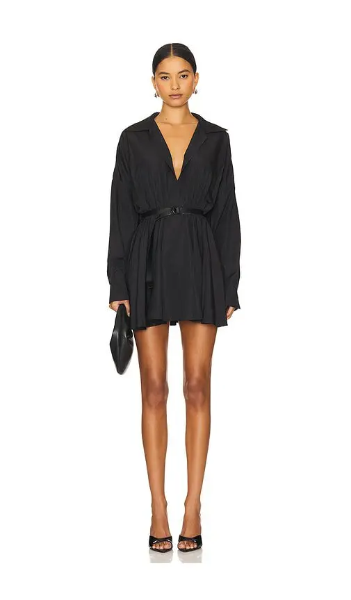 Norma Kamali Oversized Shirt Flared Mini Dress