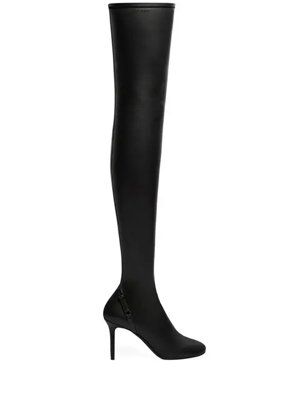 COURREGES Oblique Thigh-high Boots - Black