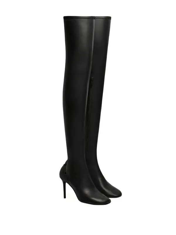 COURREGES Oblique Thigh-high Boots - Black