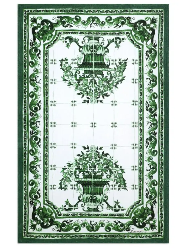 Dolce & Gabbana Majolica-print Cotton Beach Towel - White