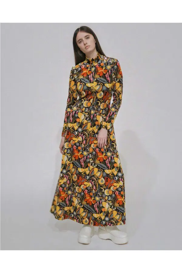 Rosetta Getty Zip Up Maxi Turtleneck Dress Velvet
