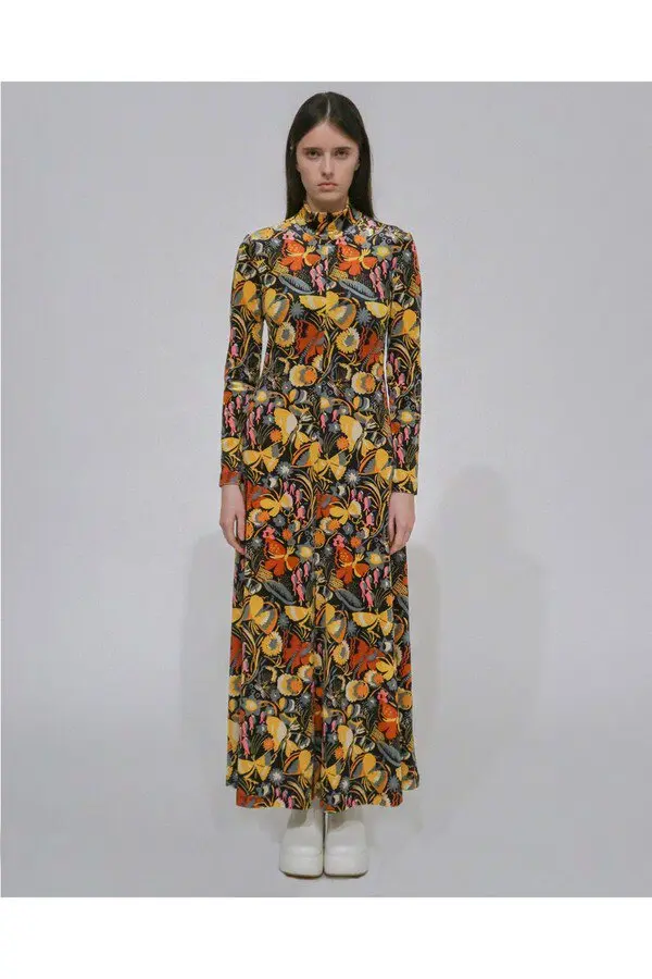 Rosetta Getty Zip Up Maxi Turtleneck Dress Velvet