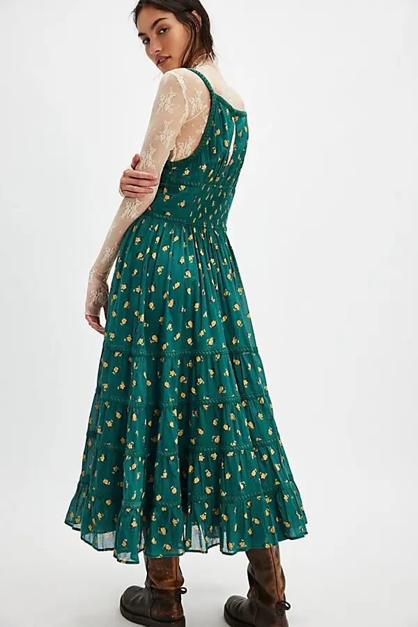 free people green embroidered dress Meant To Be Midi Dress