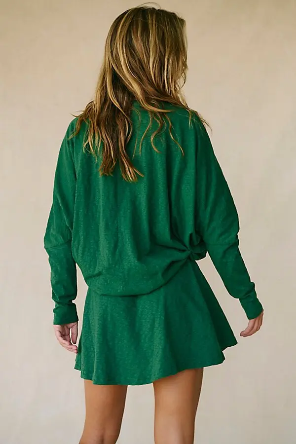 free people green long sleeve dress Free People Embroidered Oxford Bubble Sleeve Dress- Size S (see notes) –  The Saved Collection main image 0