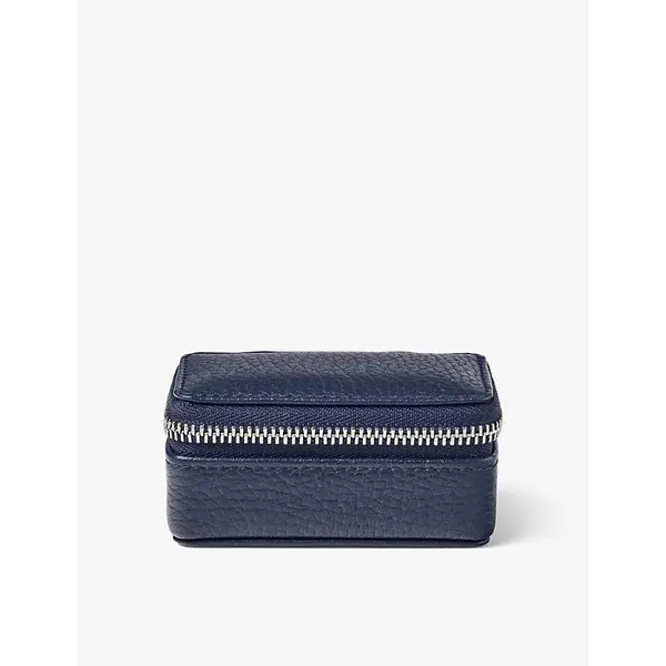 ASPINAL OF LONDON Logo-print Grained Leather Jewellery Case - Navy