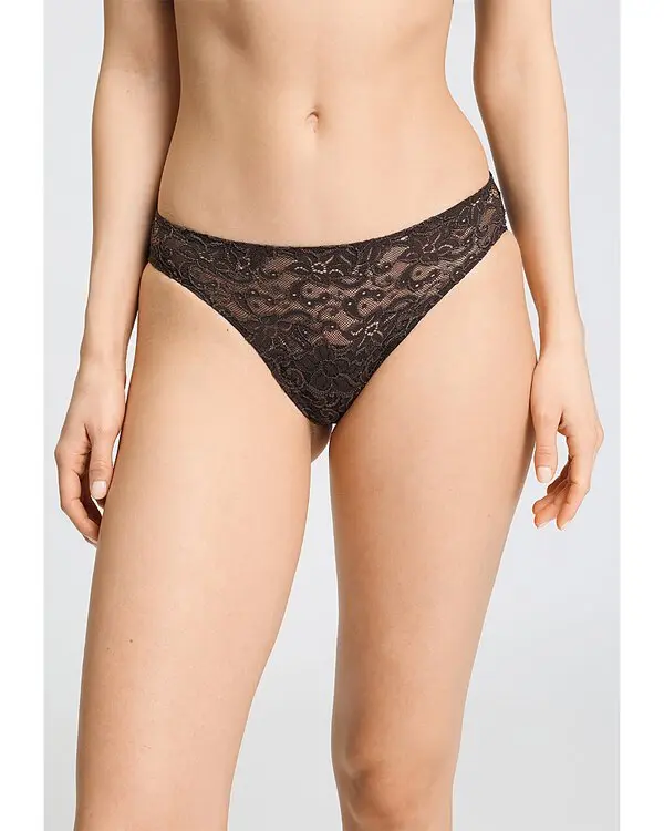 Hanro Moments Lace Bikini - Dark Mocha