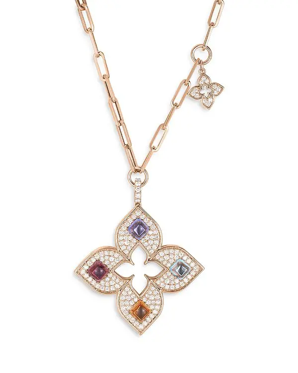 Roberto Coin 18k Venetian Princess Carnival Diamond & Gemstone Pendant Necklace - Rose Gold