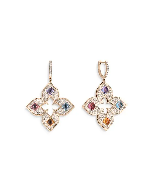Roberto Coin 18k Rose Gold Venetian Princess Carnival Multi Gemstone & Diamond Flower Drop Earrings - Multi/pink