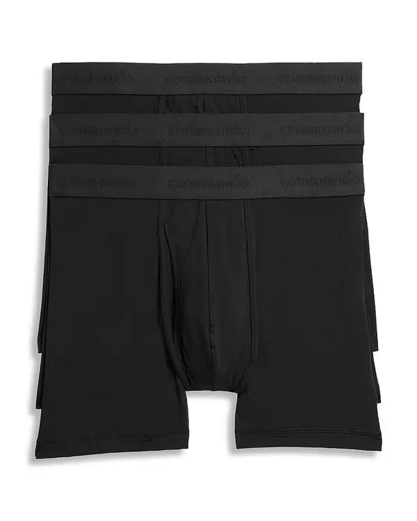 Commando Micro Modal Relaxed Fit Boxer Briefs, Pack Of 3 - Black