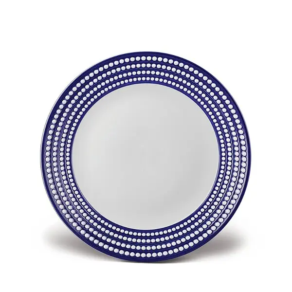 L'Objet Perlee Bleu Round Platter - Blue/white
