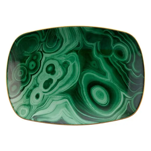 L'Objet Malachite Rectangular Tray Small - Green
