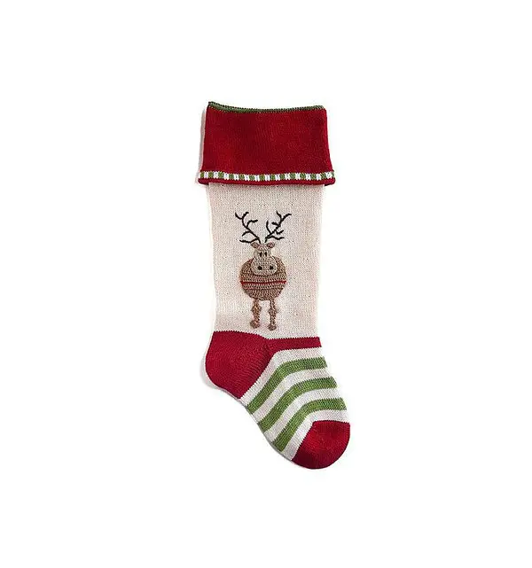 MELANGE COLLECTION Knit Round Reindeer Stocking 18