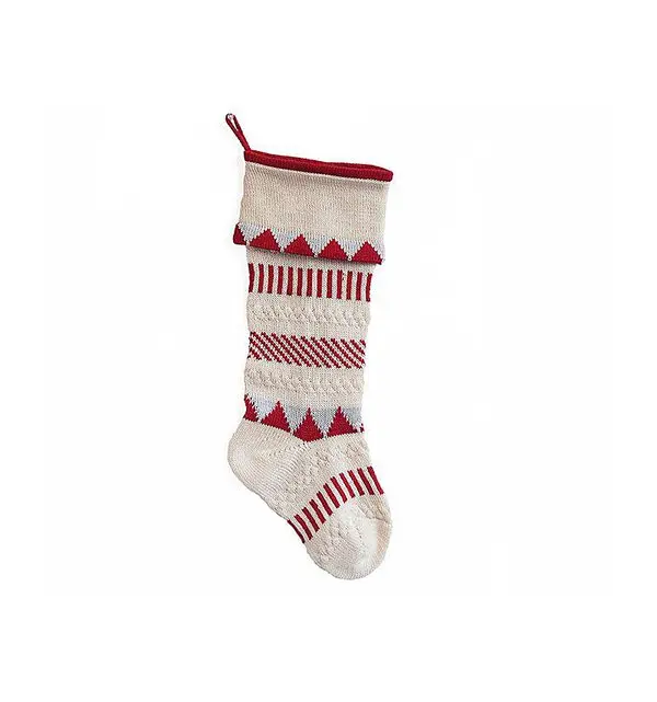 MELANGE COLLECTION Knit Geometric Stocking 18 - Light Beige