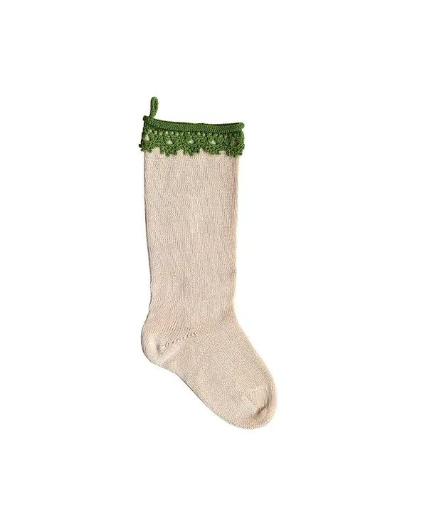 MELANGE COLLECTION Knit Boho Stocking - Light Beige