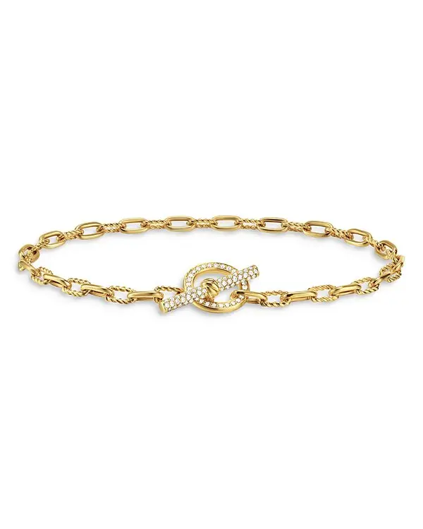 David Yurman Dy Madison Chain Bracelet With Diamonds - Gold