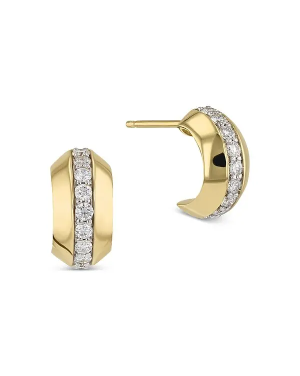 Phillips House 14k Yellow Diamond Knife Edge Micro Hoop Earrings - Gold