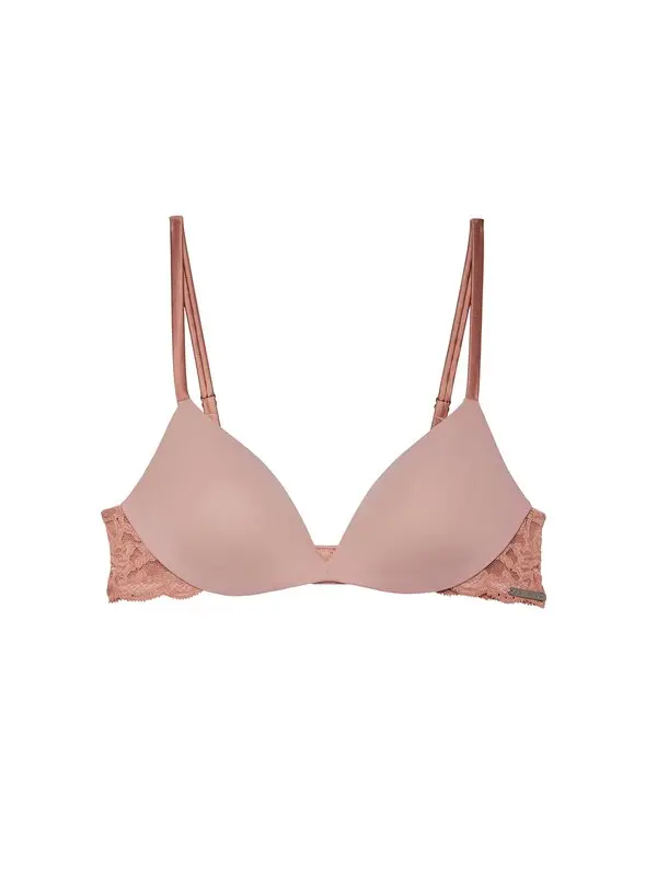 Fleur Du Mal Charlotte Lace Wireless Push Up Bra - Tan