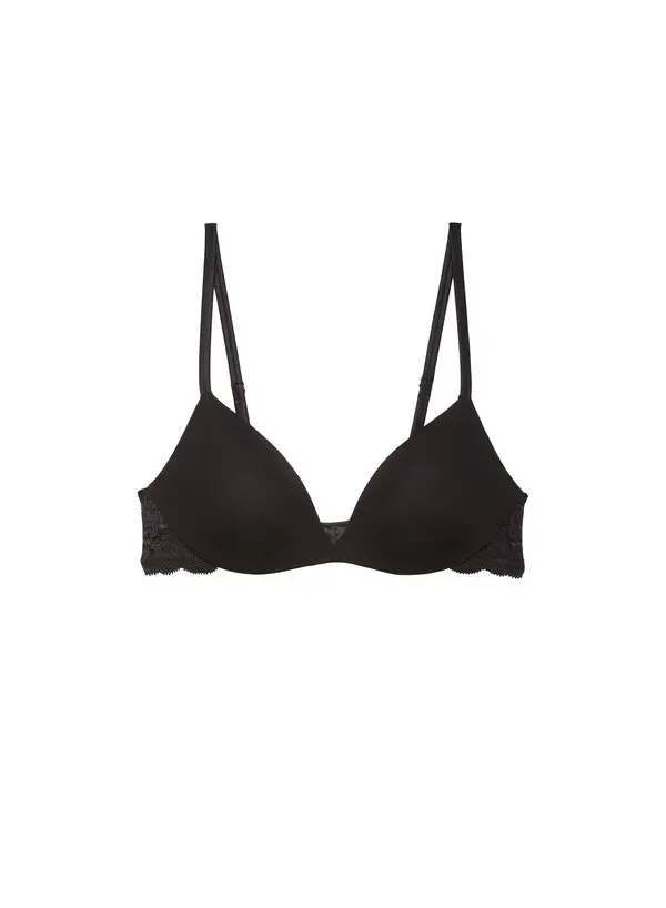 Fleur Du Mal Charlotte Lace Wireless Push Up Bra - Black