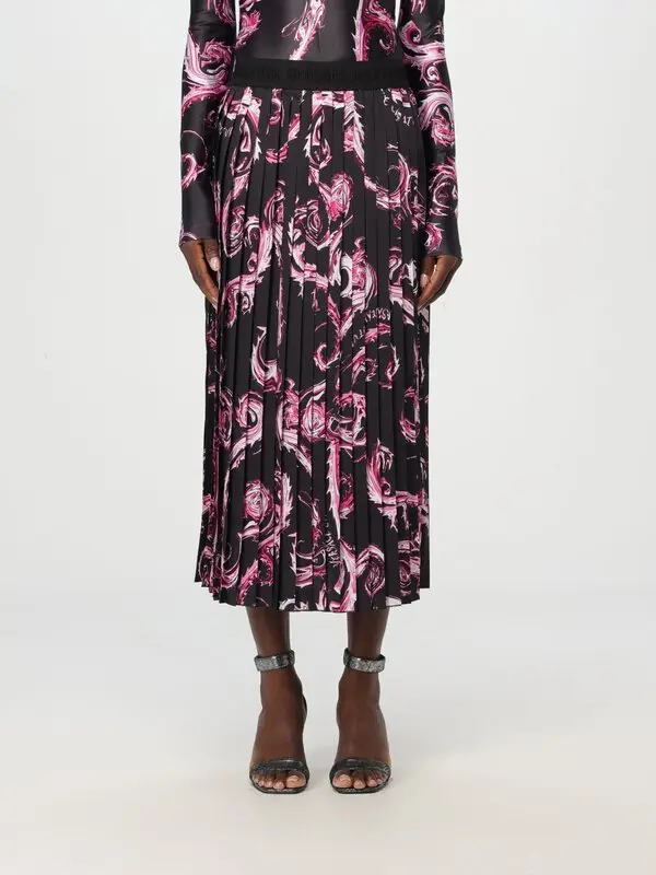 Versace Pleated Midi Skirt With Baroque Print