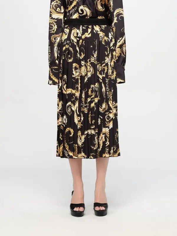 Versace Pleated Midi Skirt With Baroque Print