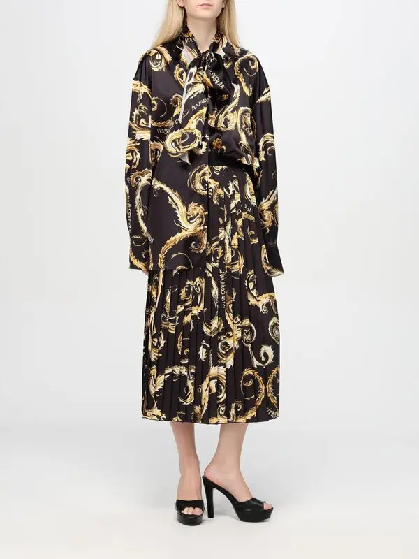 Versace Pleated Midi Skirt With Baroque Print