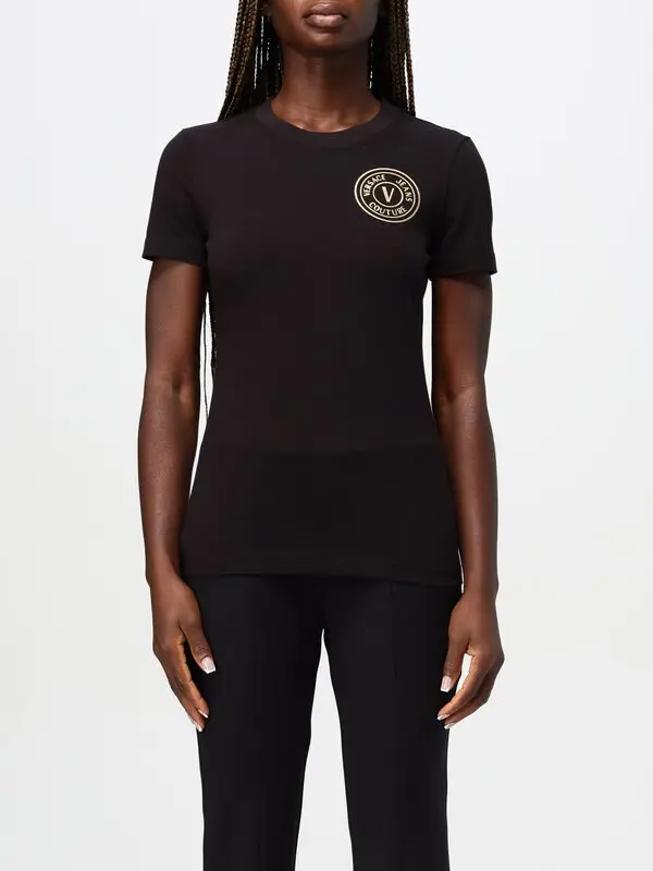 Versace Crewneck T-shirt With Logo Detail - Black