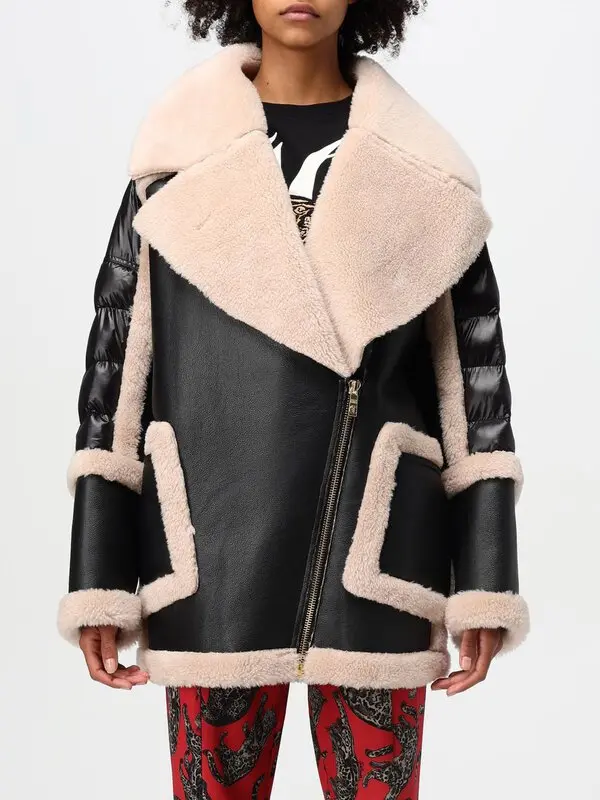 Just Cavalli Fur-trimmed Leather And Puffer Jacket - Black