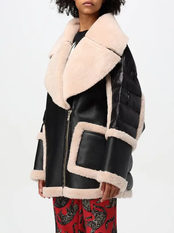Just Cavalli Fur-trimmed Leather And Puffer Jacket