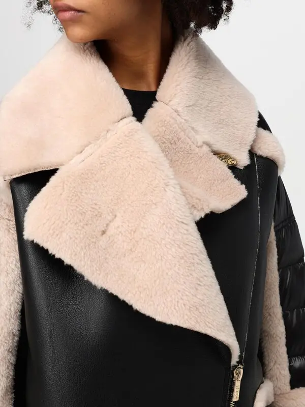 Just Cavalli Fur-trimmed Leather And Puffer Jacket