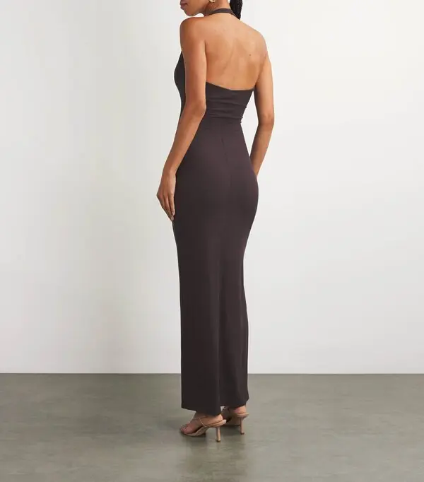 Skims Soft Lounge Plunge Halterneck Maxi Dress In Brown - 31% Off |  Editorialist