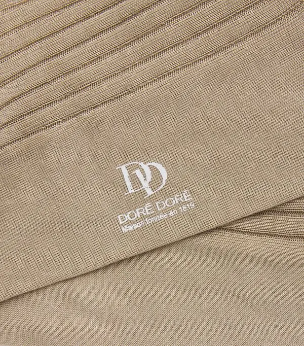 DORE DORE Cotton Rib-knit Socks - Beige