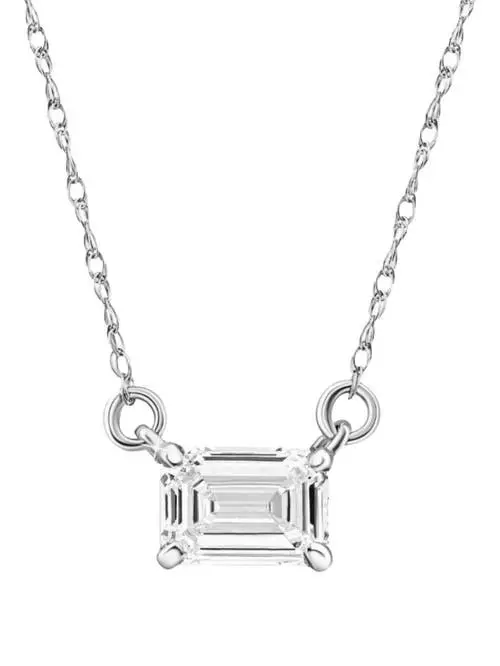 BLISS DIAMOND 3/4ct Emerald Cut Lab Grown Diamond 14k Gold Pendant Necklace - White Gold