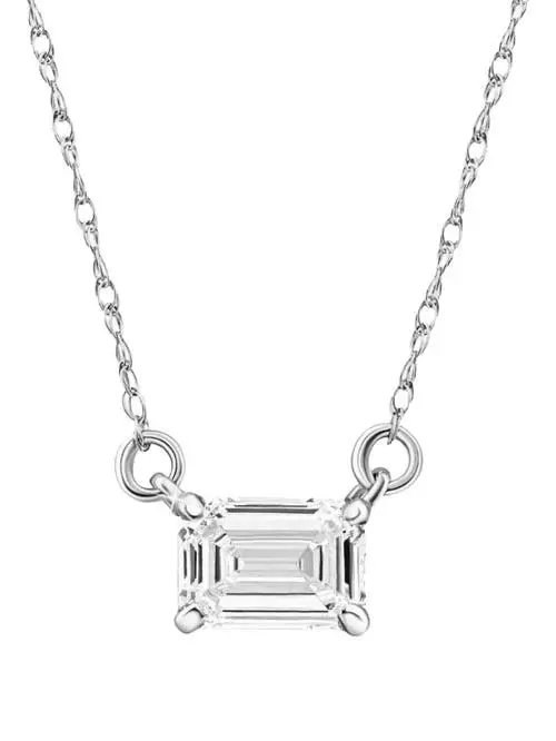 BLISS DIAMOND 3/4ct Emerald Cut Lab Grown Diamond Pendant Necklace - White Gold