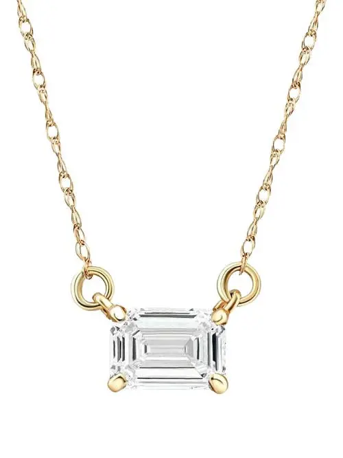 BLISS DIAMOND 3/4ct Emerald Cut Lab Grown Diamond Pendant Necklace - Yellow Gold